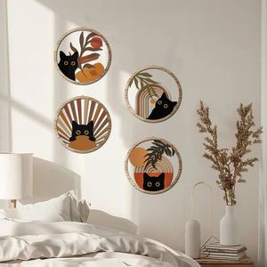 Retrart | Wall Decor | Boho Black Cat Wall Art Black Cat Room Decor ...
